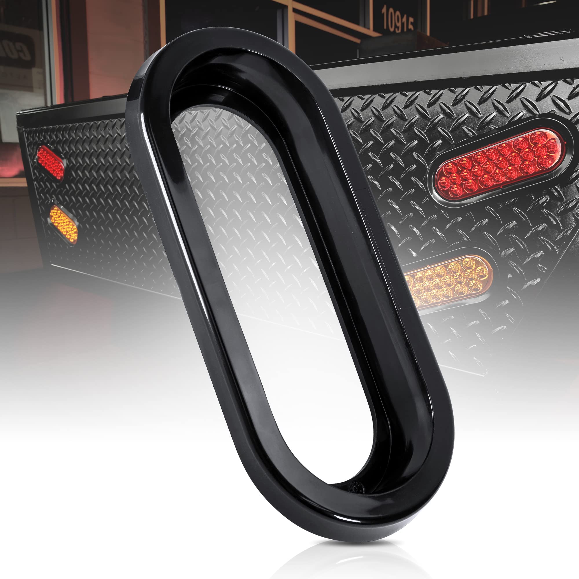 ONLINE LED STORE TRUE MODS Black Rubber Grommet for Universal 6" Oval/Oblong Taillights [Easy Installation] [Durable Rubber] For Trailers RV & Trucks