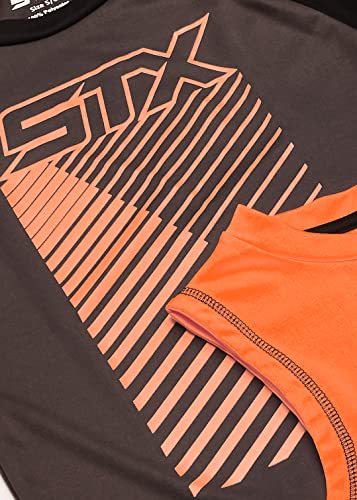 STX Little Boys Muscle Tank and T-shirt Set, Charcoal/Orange-SH55, 5/6