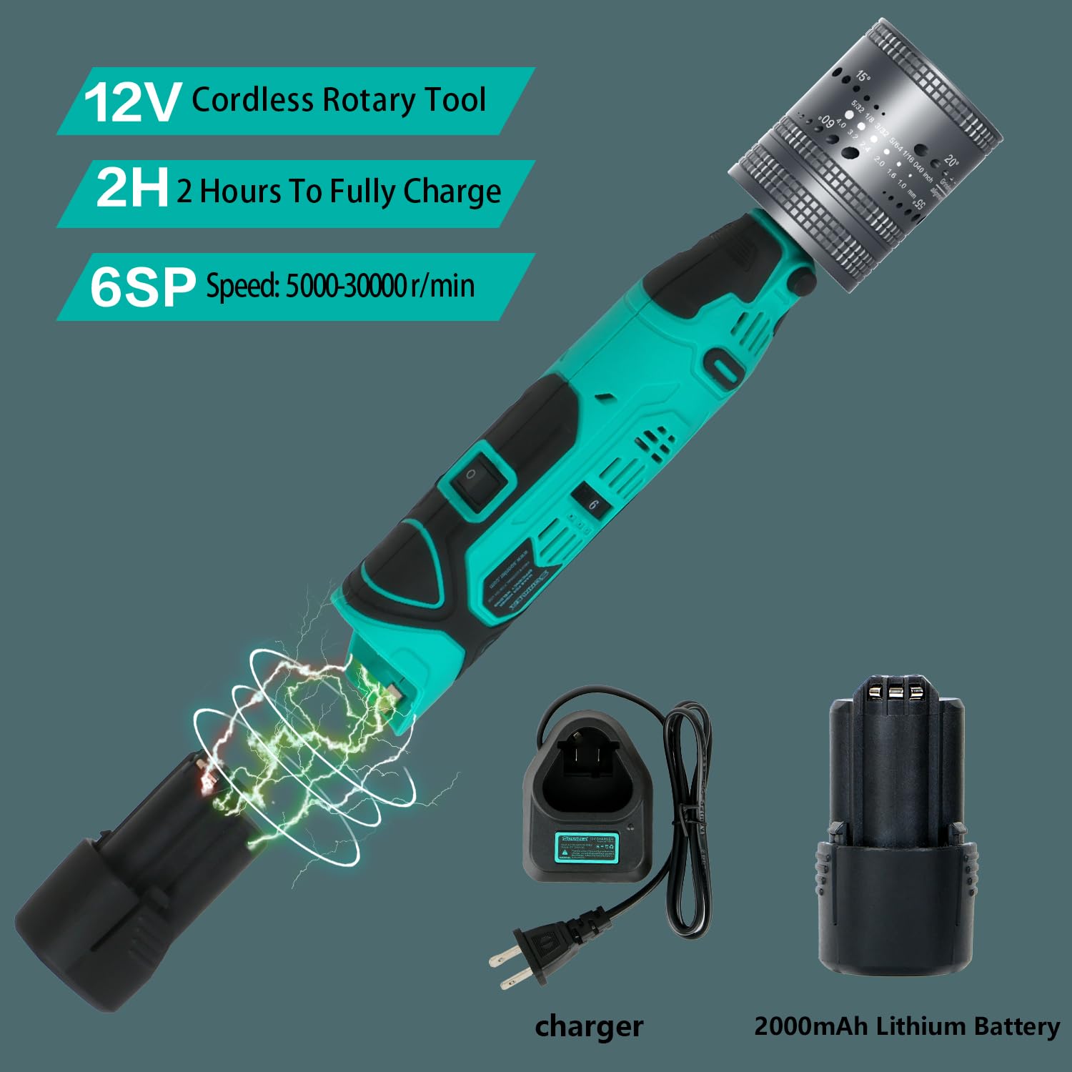 SONNLER Cordless Tungsten Electrode Sharpener Grinder For TIG welding, 6 sizes&10 angles, Cordless TIG Welding Rotary Tool with 12V Battery, 10 Pro Diamond Wheels, 3 CNC Mandrels