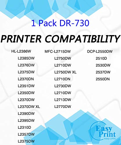 EASYPRINT (1x Drum Unit, Black) Compatible DR-730 Drum Unit DR730 Imaging Unit Used for Brother MFC-L2750DW MFC-L2710DW DCP-L2550DW HL-L2350DW L2390DW L2395DW HL-L2370DW HL-L2370DWXL Printer