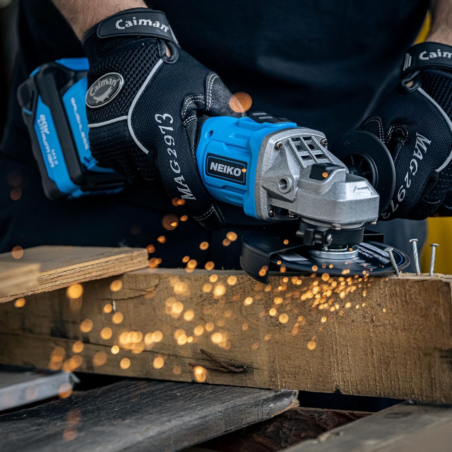 NEIKO 10881A Cordless Angle Grinder, 4 1/2-Inch Grinder with Variable Speed, 20V 4.0A Li-ion Rechargeable Battery, Powerful 8,000 rpm Brushless Motor, Grinders Power Tools, Cordless Grinder Tool