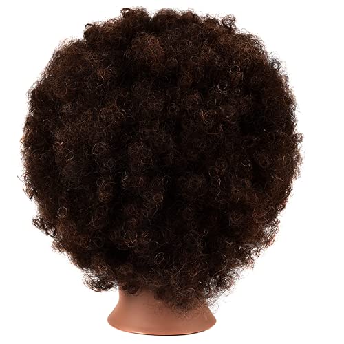 African Mannequin Head with 100% Human Hair Mannequin Head Curly Cosmetology Manican Mannequins Heads with Stand for Display Practice Braiding Styling Training Head Hair Styling