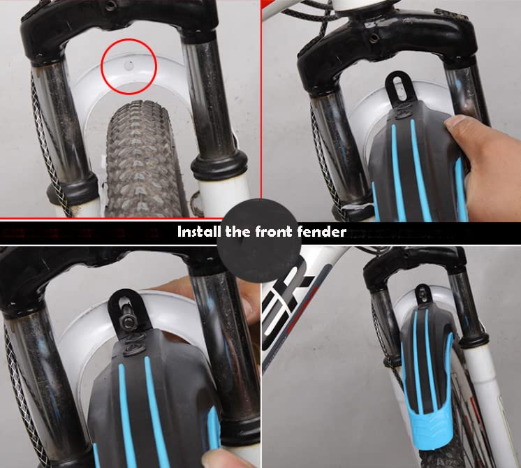 WIROJ Adjustable Road Mountain Bike Bicycle Cycling Tire Front and Rear Mud Guards Mudguard Fenders Set (Red & Black)