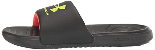 Under Armour Boy's Ansa Fixed Strap Slide Sandal, (007) Black/Black/Yellow Ray, 6 Big Kid