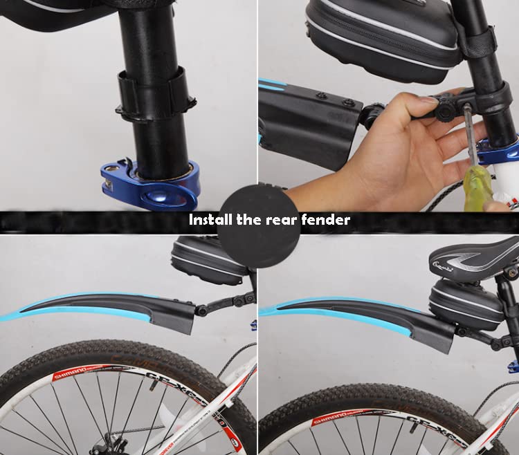 WIROJ Adjustable Road Mountain Bike Bicycle Cycling Tire Front and Rear Mud Guards Mudguard Fenders Set (Red & Black)