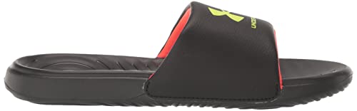 Under Armour Boy's Ansa Fixed Strap Slide Sandal, (007) Black/Black/Yellow Ray, 6 Big Kid