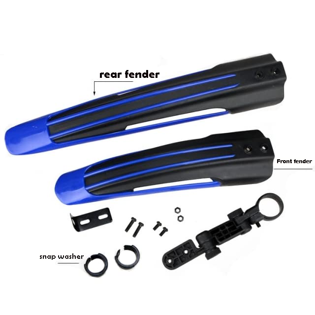 WIROJ Adjustable Road Mountain Bike Bicycle Cycling Tire Front and Rear Mud Guards Mudguard Fenders Set (Red & Black)