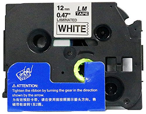 LM Tapes - Premium 1/2" (12mm) Black on White Compatible TZe P-Touch Tape for use with Brother PT-2030, PT2030, PT-2030AD, PT2030AD Ptouch Label Printer Includes Tape Size/Color Guide.