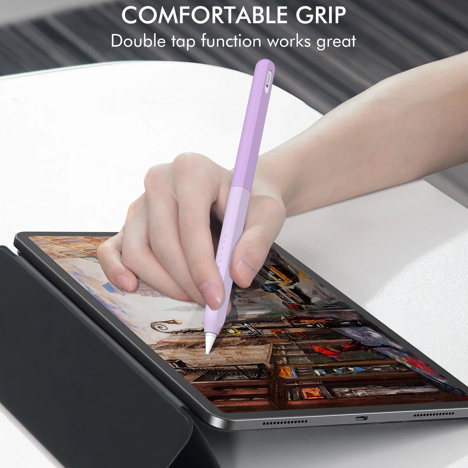 NIUTRENDZ Gradient Color iPencil Case for Apple Pencil 2nd Generation Case Silicone Protective Cover Sleeve Skin for Apple Pencil 2nd Gen (Apple Pencil 2nd Generation, Gradient Purple)