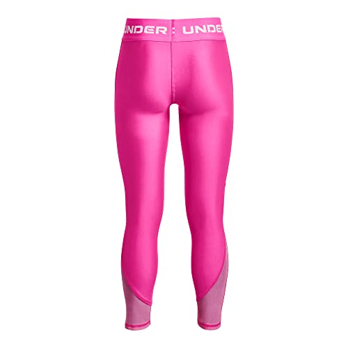 Under Armour Girls' HeatGear Full Length Legging, (652) Rebel Pink / / White, Youth Small