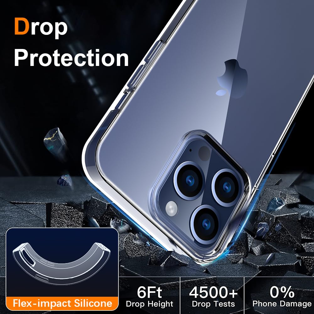 bokoo iPhone 15 Pro Case, Ultra [Slim Thin] Flexible Clear TPU Phone Case for iPhone 15 Pro Gel Rubber Soft Skin Silicone Protective Case, Anti-Yellowing, Drop Protection,Transparent
