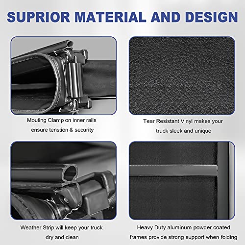 MOSTPLUS Tri-Fold Soft Truck Bed Tonneau Cover On Top Compatible with 2015-2022 Ford F150 F-150 Bed 3 Fold Styleside (5.5 FT Feet Bed)