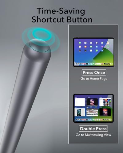 ESR Stylus Pen for iPad, Magnetic Wireless Charging iPad Pen, Digital Apple Pencil 2nd Gen with Tilt Sensitivity and Palm Rejection for iPad Pro 12.9/11, iPad Air 5/4, and iPad Mini 6, Dark Silver