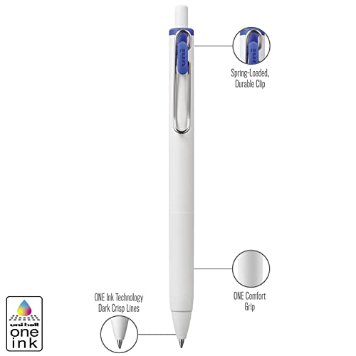 uni-ball Uniball One Gel Pen, 12 Blue Pens, Medium Point 0.7mm Gel Pens, Fine Point, Smooth Writing Pens, Home Office Supplies, Colored Pens, Ink Pens, Ballpoint Pens, Bulk Pens for Journaling