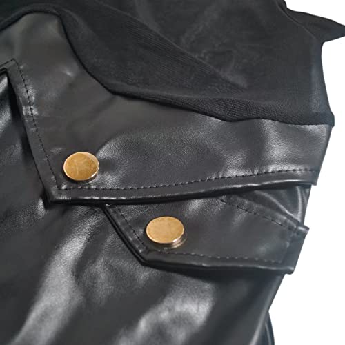 Uni Clau Women Sexy Faux Leather Dress Sheer Mesh Long Sleeve Patchwork Tunic Mini Dresses Tight Skirts Black