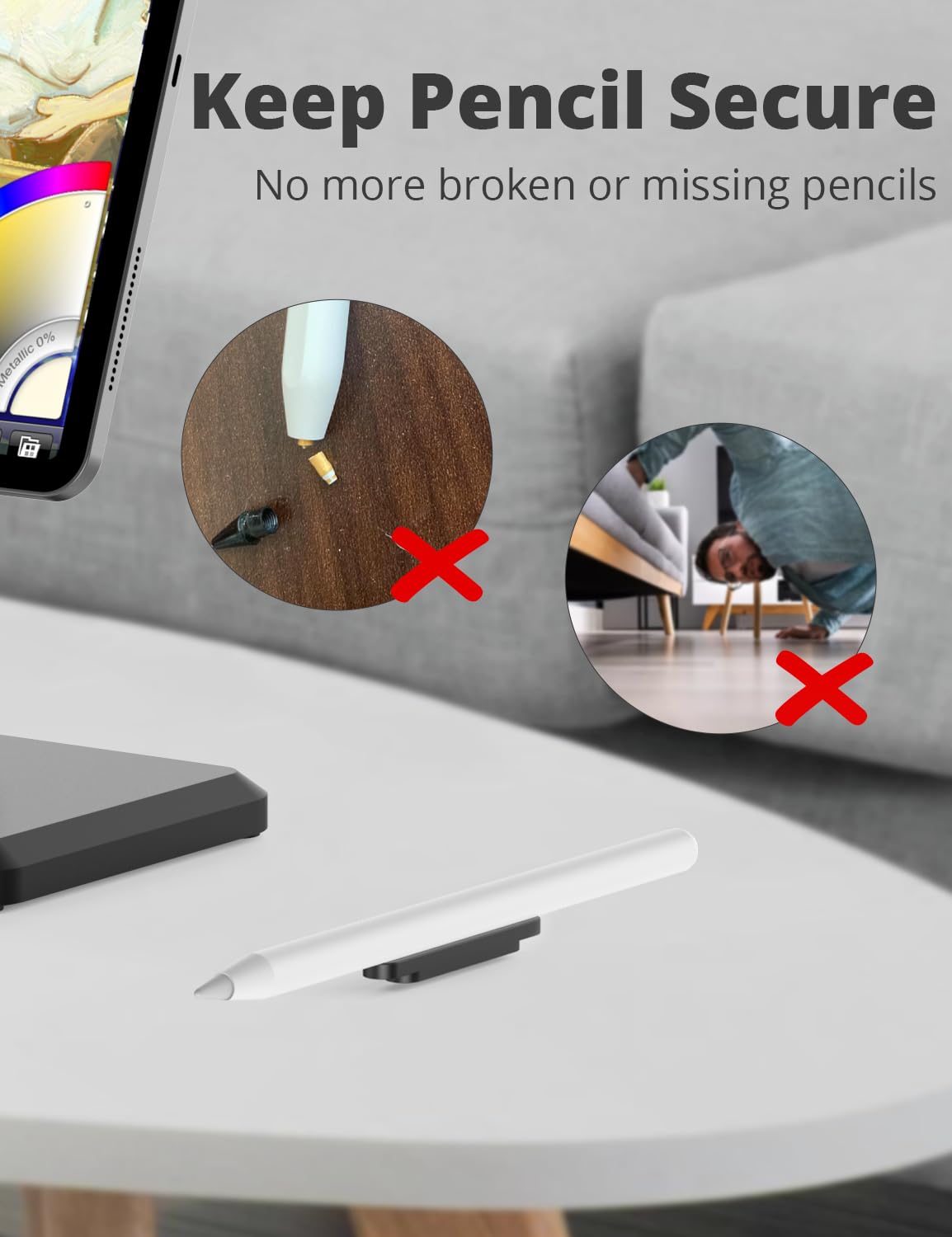 SUPMEGA 3 Pack Magnetic Pencil Holders Compatible with Apple Pencil 2nd Generation, Sturdy Aluminium Alloy Pencil Stand Office Desk Accessories Keep Pen Secure & Handy