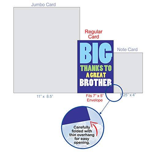 NobleWorks - 1 Thank You Card for Brother - Gratitude and Thanks for Sibling, Stationery Greeting - Great Brother C3238BXG