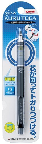 uni Kurutoga Mechanical Pencil Standard, 0.3mm, Black (M34501P.24)