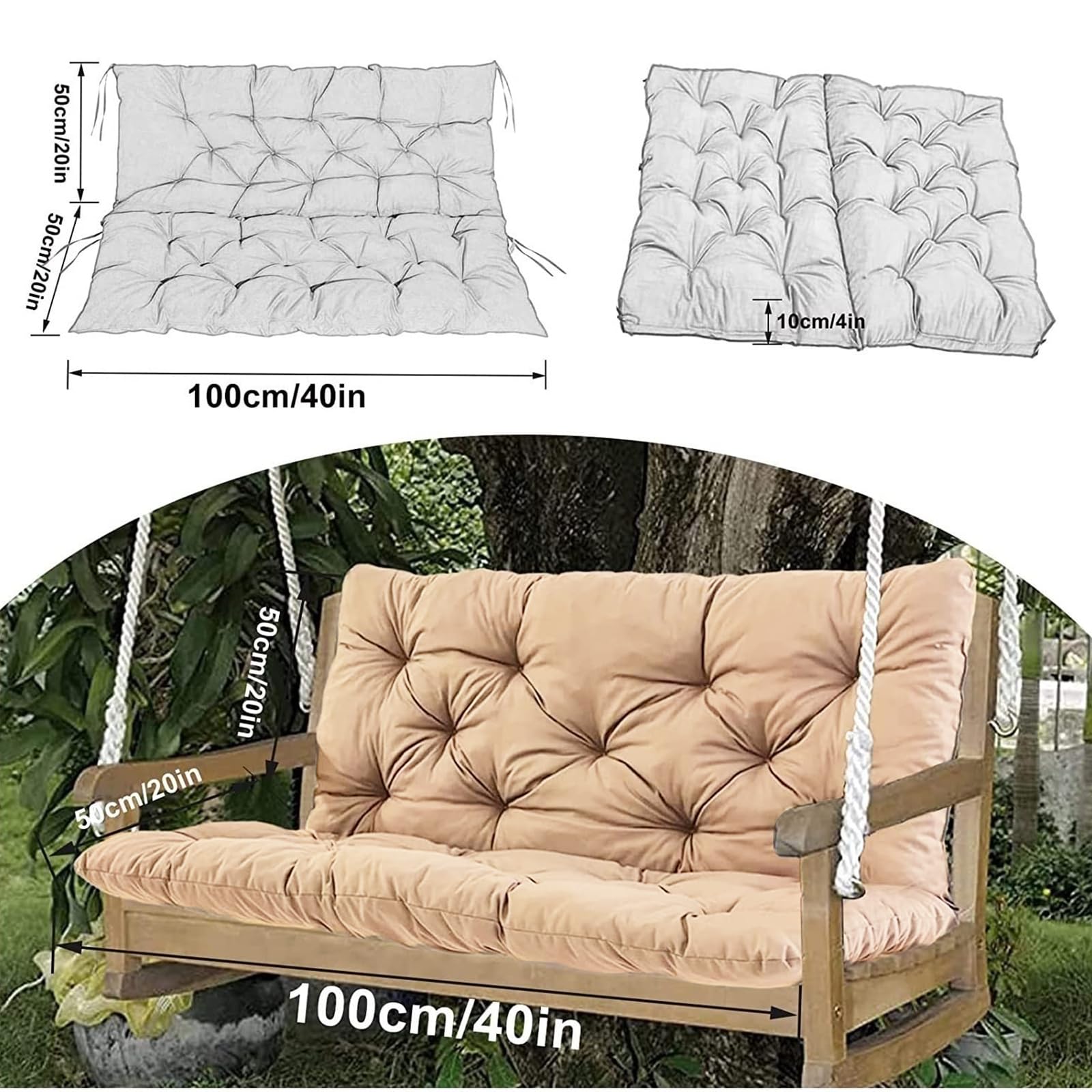 YXMKJOS Swing Cushions - Outdoor Porch & Patio Waterproof Washable 2-3 Seater Replacement Cushions