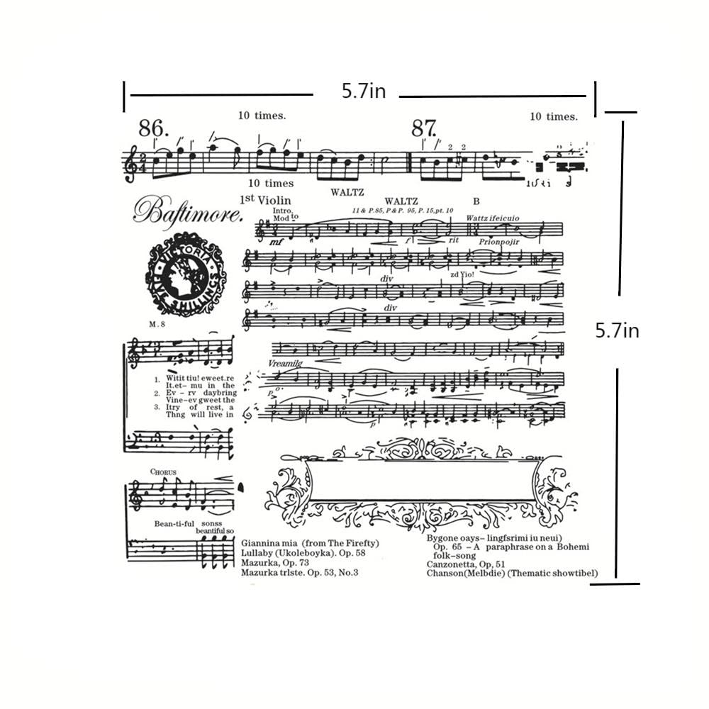 Musical Note Score Staff Clear Stamps Transparent Silicone Stamp Album Cards Rubber Stamp for Card Making Decoration and DIY Scrapbooking