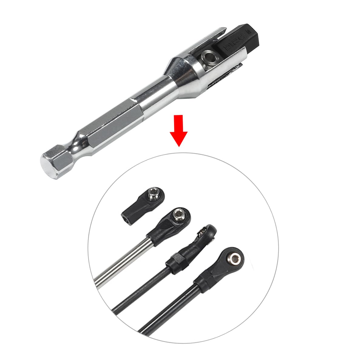 RC tool kit Quick Assembly Tool Ball Joint Wrench with 1/4'' Hex Shank Fit 5347 Rod Ends for 1/10 RC Crawler Links Building TRX4 SCX10 TF2 VS4-10 RC tool set (Rod Ends Assembly Tool Black) (Black)