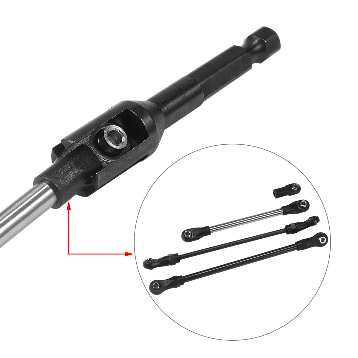 RC tool kit Quick Assembly Tool Ball Joint Wrench with 1/4'' Hex Shank Fit 5347 Rod Ends for 1/10 RC Crawler Links Building TRX4 SCX10 TF2 VS4-10 RC tool set (Rod Ends Assembly Tool Black) (Black)