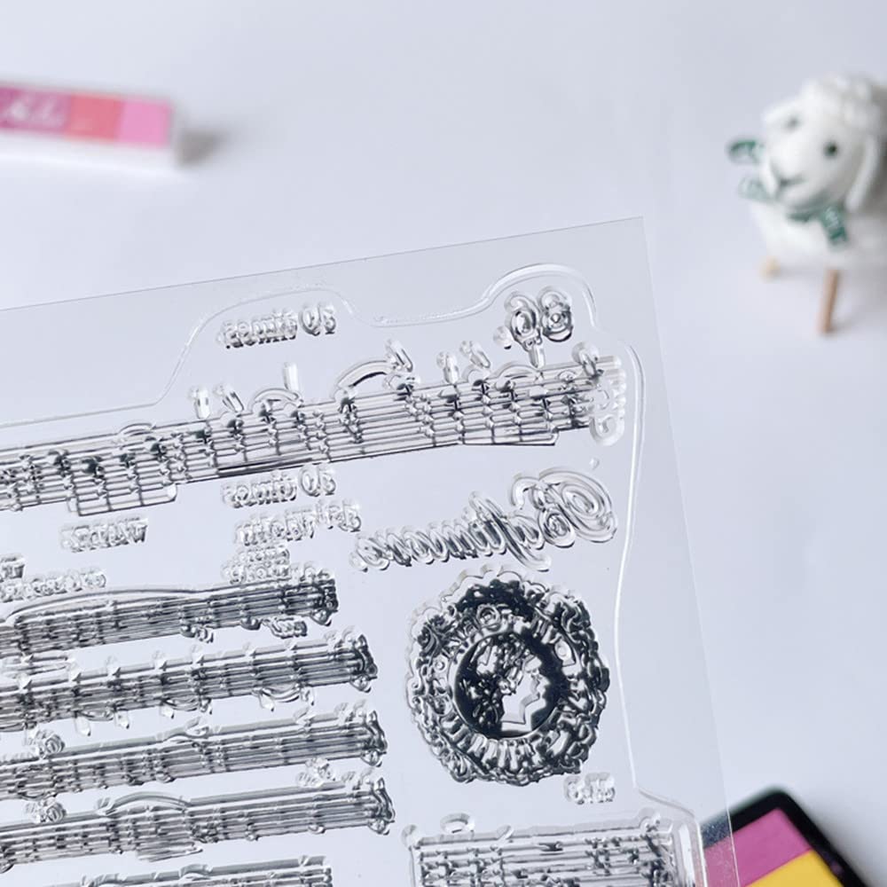 Musical Note Score Staff Clear Stamps Transparent Silicone Stamp Album Cards Rubber Stamp for Card Making Decoration and DIY Scrapbooking