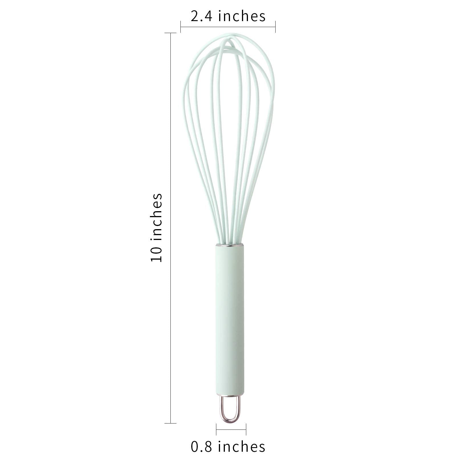 GorGin high temperature and easy to clean silicone whisk, stirrer, 10 inch, grip good grip design for Blending Whisking Beating Stirring Cooking Baking (1 Pack | blue)