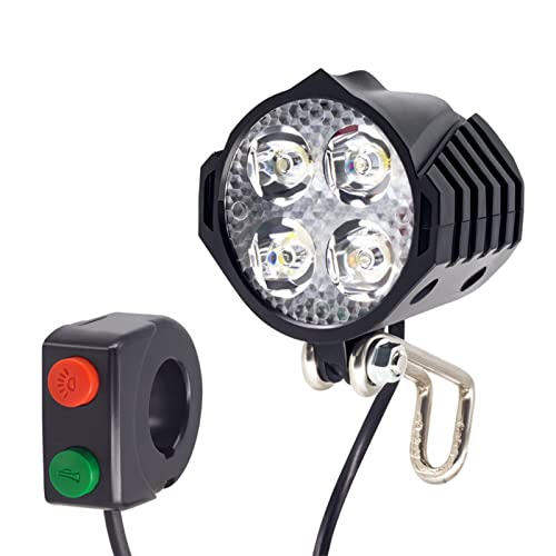 EGGPOD Bike Fender Headlight and Rear Light Set Electric Bike Front Light with Horn Work Voltage 18V 24V 36V 48V e Bike Light Mud Guards (Color : Light with Switch)