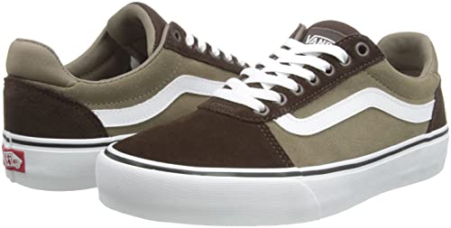 Vans Unisex Ward Deluxe Retro Suede - Low Platform Lace-up Sneaker - Brown/White Women 11 Men 9.5, 11 Women/9.5 Men
