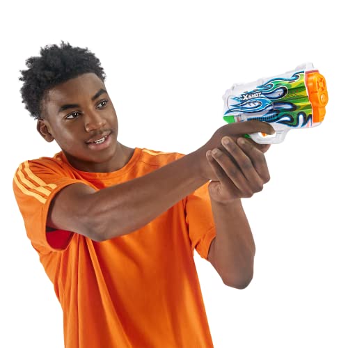 X-Shot Water Fast-Fill Skins Nano (4 Pack) by ZURU Refresh Watergun, XShot Water Toys, 4 Blasters Total, Fills with Water in just 1 Second! (Hydra, Waves, White Flame, Emerald Flame)
