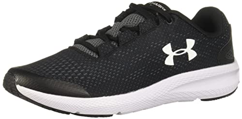 Under Armour womens Charged Pursuit 2 Running Shoe, Black/White, 7.5 US