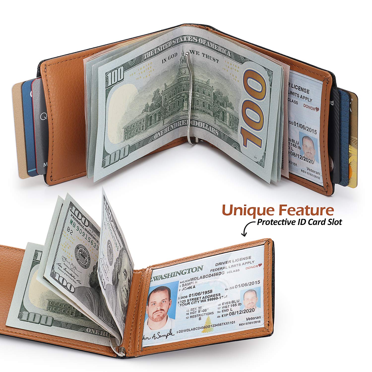 PRIMOXE RFID Blocking Bifold Slim Vegan Leather Minimalist Front Pocket Wallets for Men Money Clip