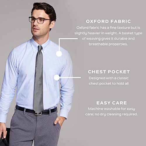Van Heusen Men's Short Sleeve Oxford Dress Shirt, English Blue, X-Large