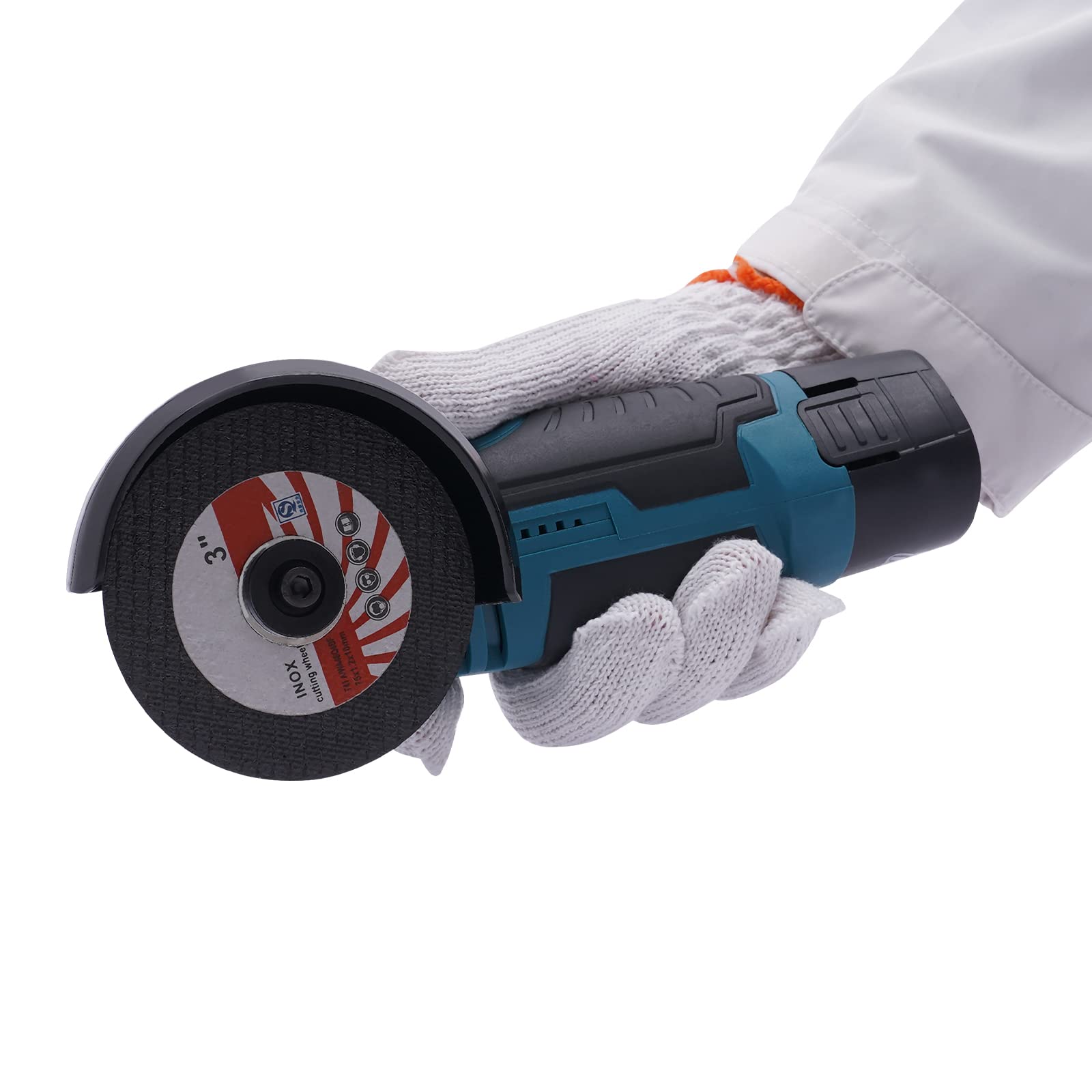 3 Inch Mini Angle Grinder, 500W 12V Cordless Metal Angle Grinder for Metal Grinding/Cutting/Polishing with 2 Battery, 2 Discs