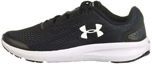 Under Armour womens Charged Pursuit 2 Running Shoe, Black/White, 7.5 US