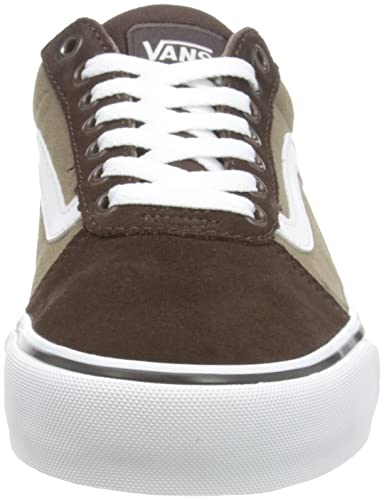 Vans Unisex Ward Deluxe Retro Suede - Low Platform Lace-up Sneaker - Brown/White Women 11 Men 9.5, 11 Women/9.5 Men