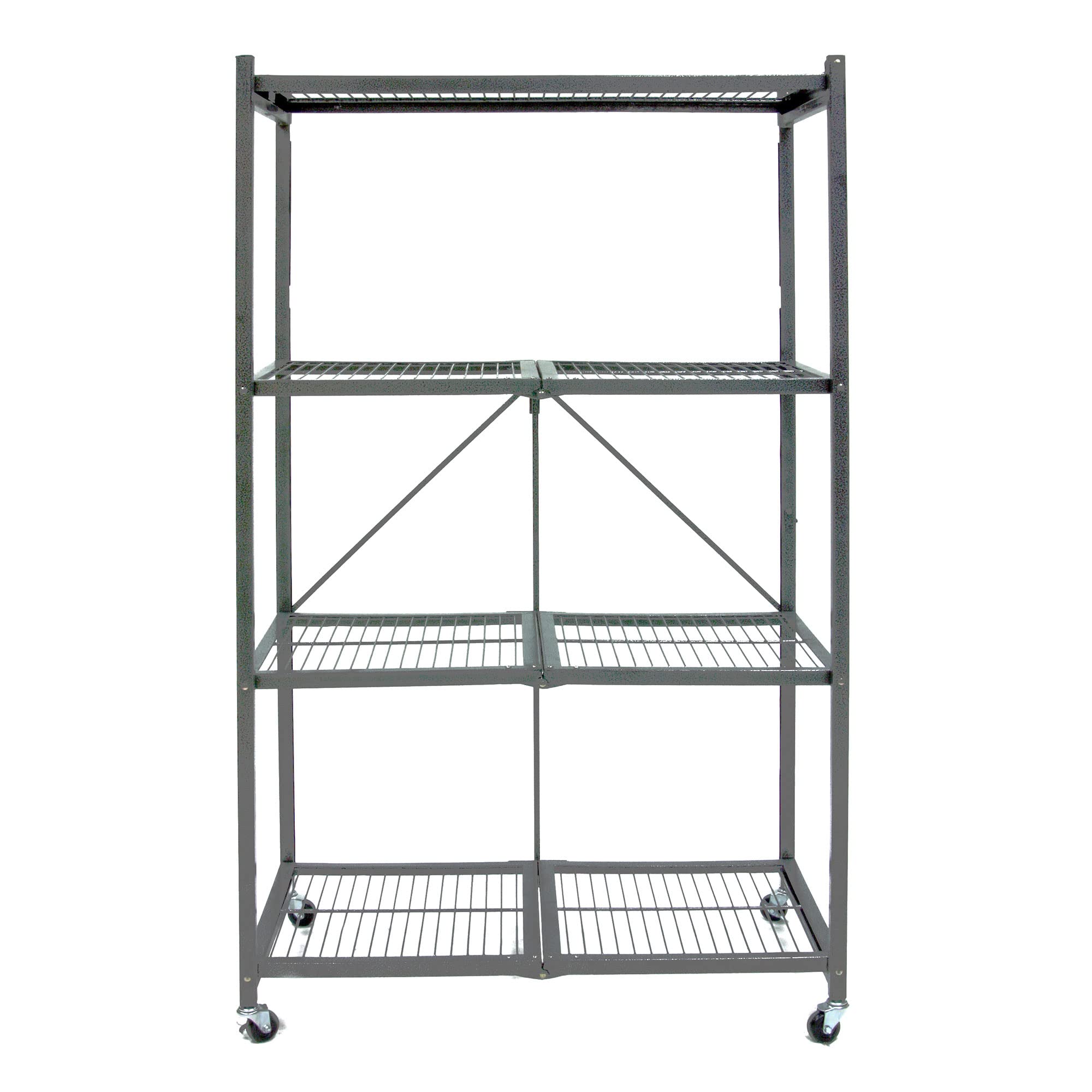 Origami 4-Shelf Foldable Storage Shelves | for Garage Kitchen Bakers Closet, Metal Wire, Collapsible Organizer Rack, Holds up to 1000 pounds, Powder-Coated Steel, Heavy Duty | Pewter