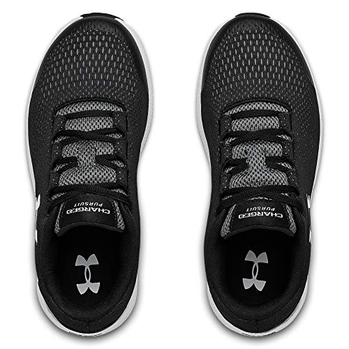 Under Armour womens Charged Pursuit 2 Running Shoe, Black/White, 7.5 US