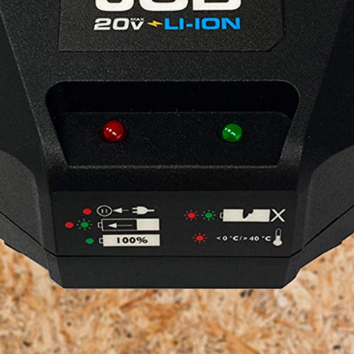 JCB Tools - JCB 20V Lithium-Ion Battery Fast Charger For JCB 20V Power Tools Batteries For Hammer Drills, Saws, Jigsaw, Multi Tool, SDS, Angle Grinder, Miter Saw, LED Work Light, Recip Saw, Miter Saw (JCB-20VFC)