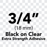 Brother 1" (24mm) Black Print on Clear Extra Strength Adhesive P-touch Tape for Brother PT-1400, PT1400 Label Maker