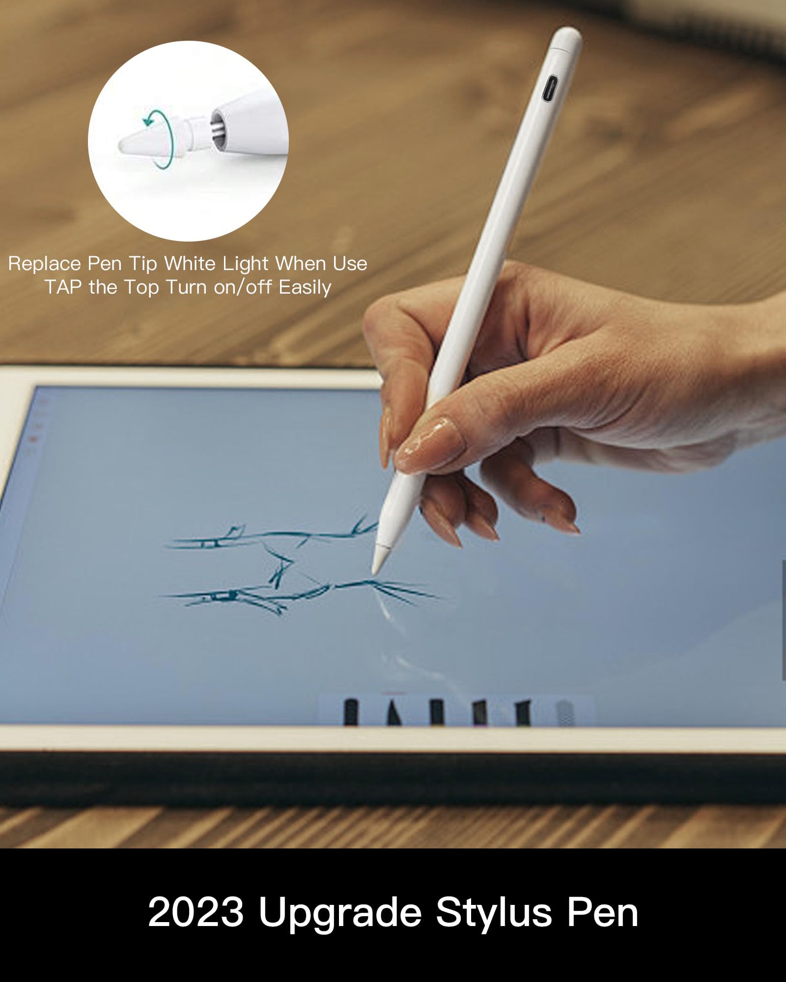 Stylus Pencil 1st Generation for iPad 9th&10th Generation with Palm Rejection, Tilt Sensitivity, Stylus Pen Compatible with iPad Pro 11/12.9, iPad 10/9/8/7/6, iPad Mini 5/6, iPad Air 3/4/5