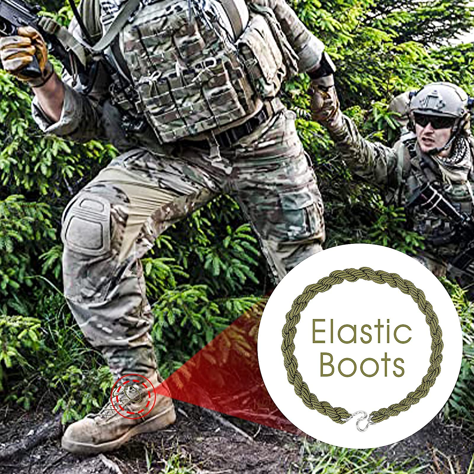 Molain 12 Pieces Military Elastic Boot Straps Shoelace Boot Blousers Military Leg Straps Blousing Garters with Metal Hooks