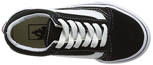 Vans Kids Old Skool Black/True White Skate Shoe, Black/White, 3 Little Kid