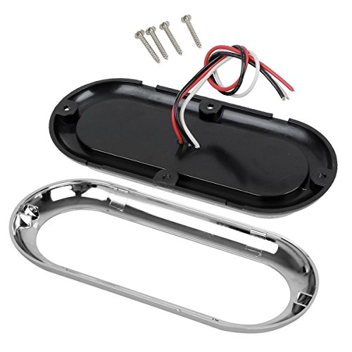 Partsam 2x 6 Oval White Led Trailer Lights 10 LED Clear Lens Oblong Led Trailer Truck Reverse Backup Light Flange Mount Stop Turn Tail Lights w/Chrome Bezels Waterproof Surface Mount 12V