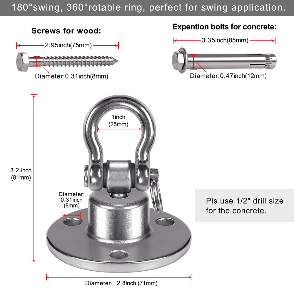 Benelabel Heavy Duty Swing Hangers - Swing Set Brackets & Anchors, Hammock & Punching Bag Hardware Kit