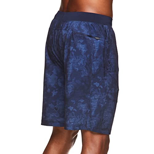 Gaiam Men's Yoga Shorts - Athletic Gym Running and Workout Shorts with Pockets - Warrior Navy Camo, Small