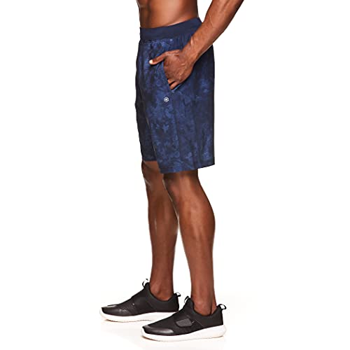 Gaiam Men's Yoga Shorts - Athletic Gym Running and Workout Shorts with Pockets - Warrior Navy Camo, Small