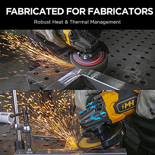MOTORHEAD 20V ULTRA 4-1/2 inch Cordless Angle Grinder, Lithium-Ion, 10000RPM, 3 Position Handle, Paddle Switch, 2Ah Battery, Quick Charger, Bag, (3) Cutting, Grinding & Polishing Wheels, USA-Based