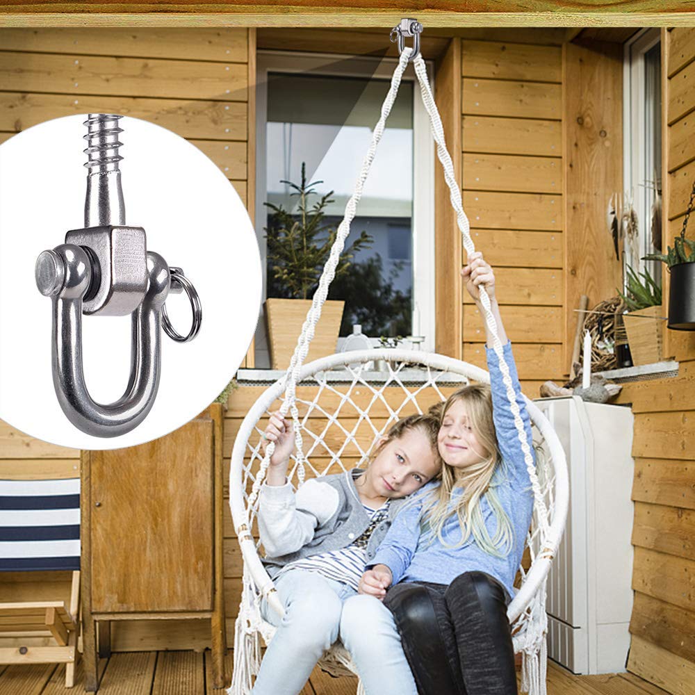 SELEWARE 2 Pack Swing Hangers Swing Set Hooks Stainless Steel Hammock Hooks for Porch Swing, Hammock Chair, Heavy Bag, Yoga Silk, Suspension Straps, Gymnastics Rings